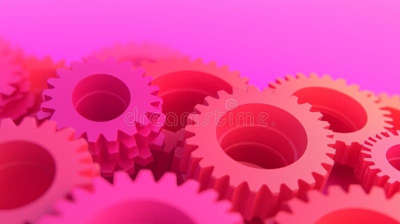Minimal 3D Pastel Gears System with Pink and Purple Color Scheme Stock ...