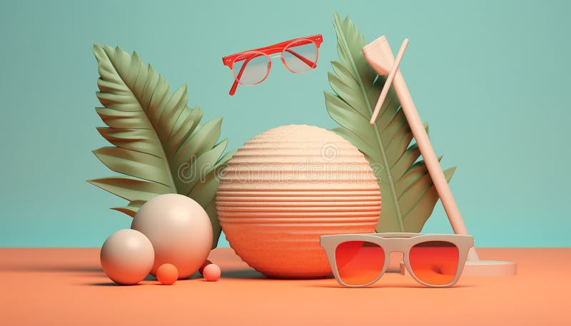 Minimal 3D Summer Objects. Miniature Ultra Realistic Creative Concept ...