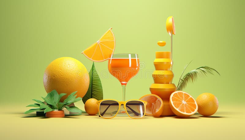 Minimal 3D Summer Objects. Miniature Ultra Realistic Creative Concept ...