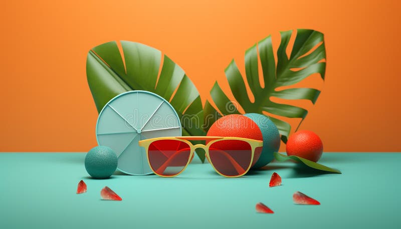 Minimal 3D Summer Scene. Miniature Ultra Realistic Creative Concept for ...