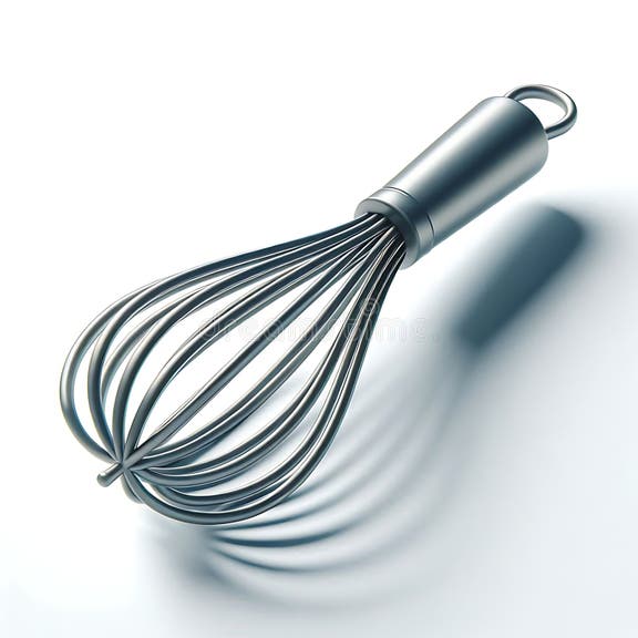 Minimal 3D Whisk Icon with Rubber Handle and Metal Wire Stock Photo ...