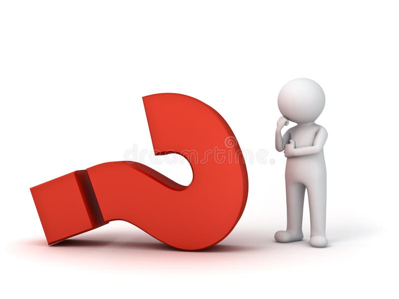 3d Man Thinking with Red Question Marks Above His Head Stock ...