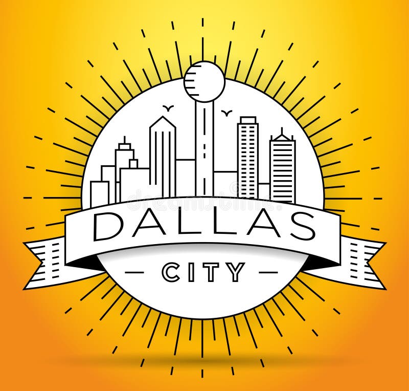 Minimal Dallas City Linear Skyline with Typographic Design Stock Vector ...
