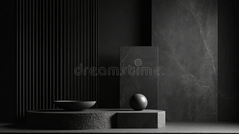 Minimal Dark Shapes and Textures Creating a Modern Design Stock ...