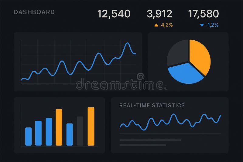Minimal Dashboard UI Design for Data Analytics Stock Illustration - Illustration of brand, data ...