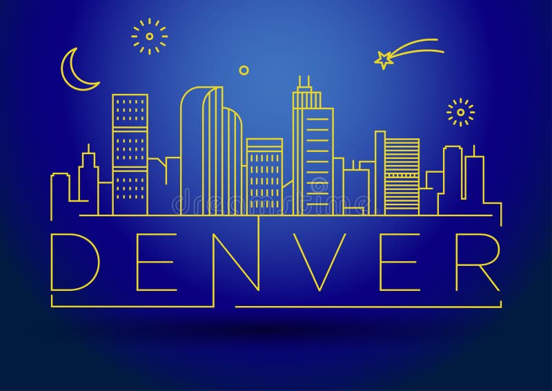 Minimal Denver Linear City Skyline with Typographic Design Stock ...