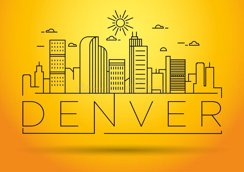 Minimal Denver Linear City Skyline with Typographic Design Stock ...