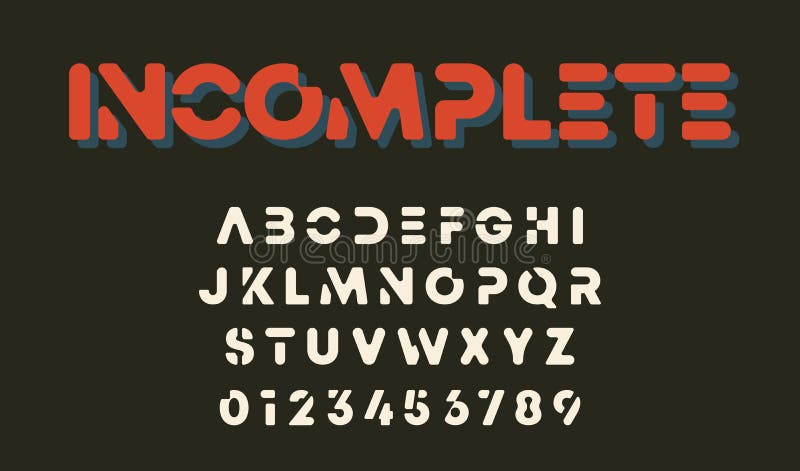 Minimal Design Alphabet Template. Letters and Numbers Incomplete Design ...