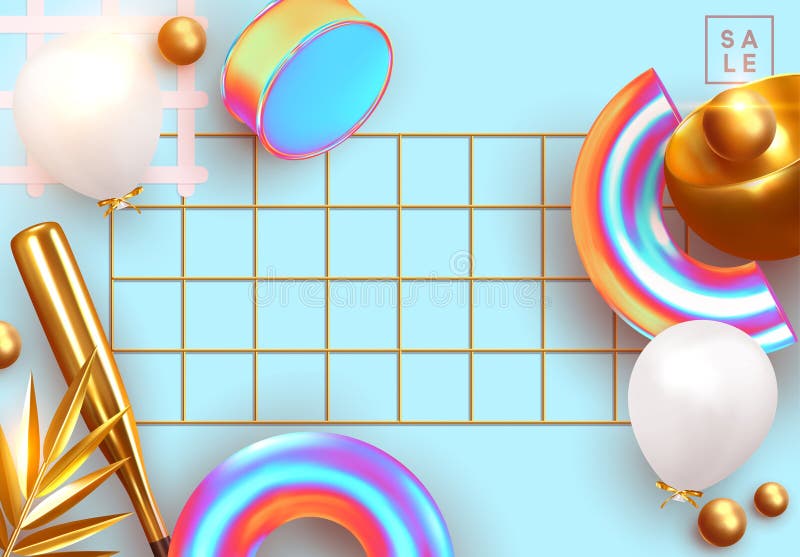 Minimal Design Background with Realistic 3d Objects of Different Shapes ...