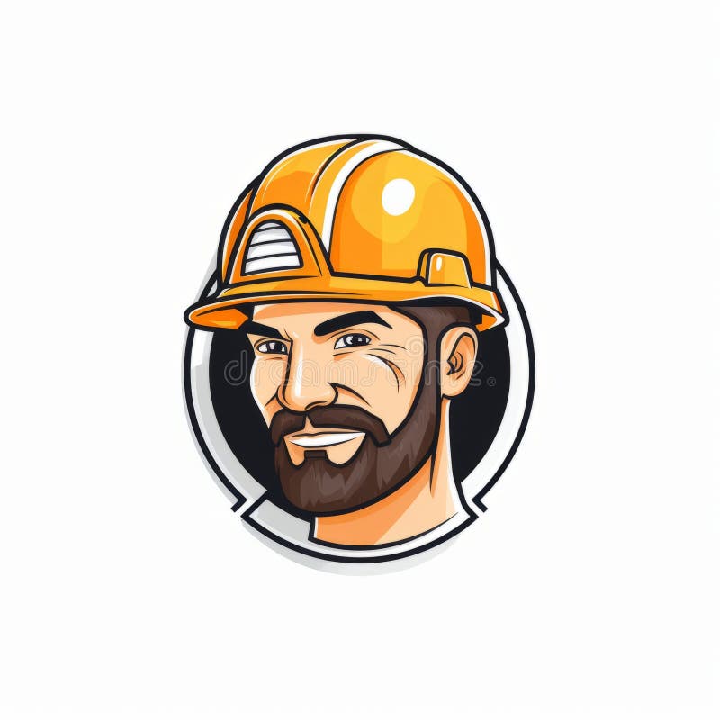 Minimal Design Construction Worker Logo with Clear Edge Definition ...