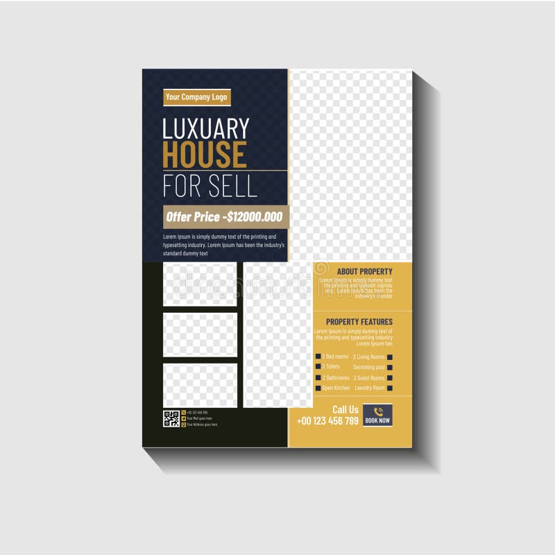 Minimal Design for Real Estate Flyer Template Stock Vector ...