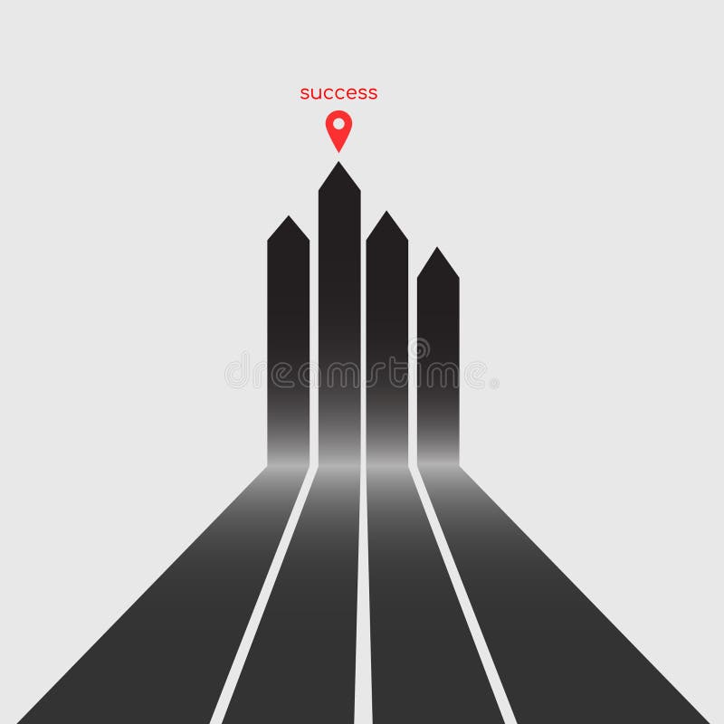 Minimal Design of Success Arrow with Map Pin Point and Text Area Black ...