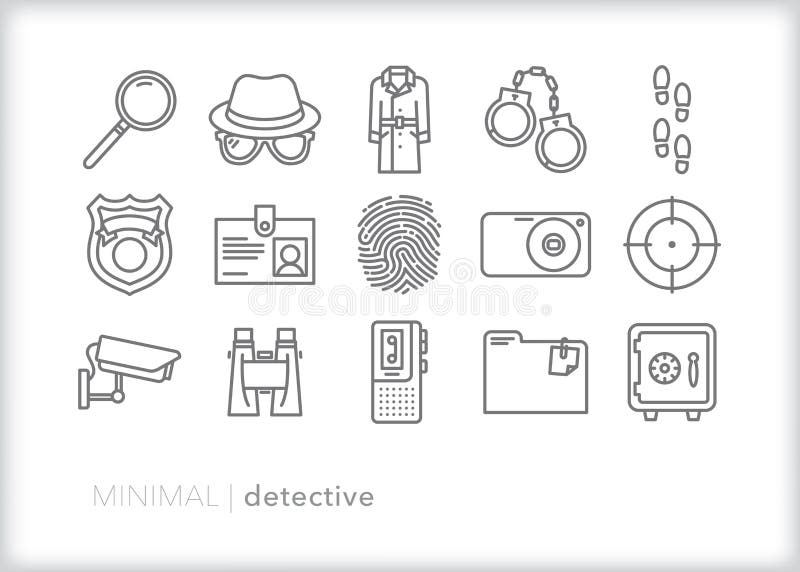 Detective Line Icons, Signs, Vector Set, Outline Illustration Concept ...