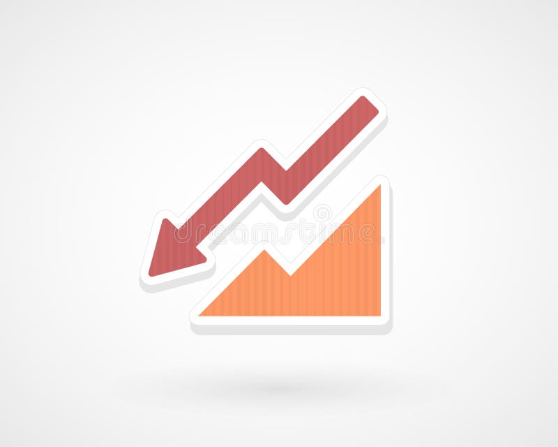 Minimal Diagram Decline. Down Arrow. Vector Illustration, Flat Design ...