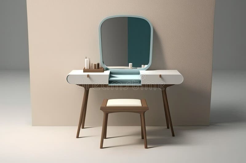 A Minimal Dressing Table with a Sleek, Modern Mirror and Simple Design ...