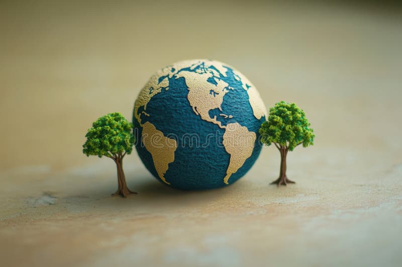 Minimal Earth Outline with Small Trees Creates a Clean and Modern ...