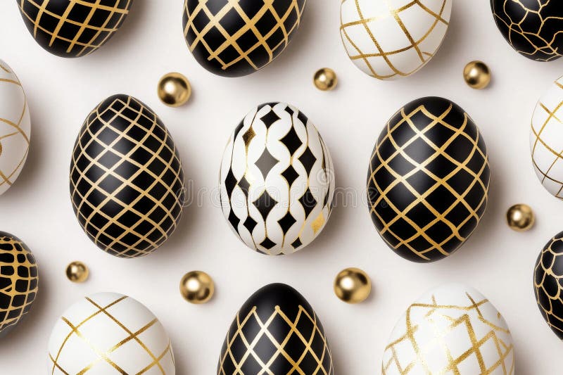 A Minimal Easter Concept is Depicted with Easter Eggs Featuring Golden ...
