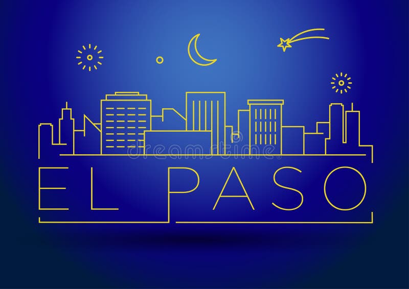 Minimal El Paso Linear City Skyline with Typographic Design Stock ...