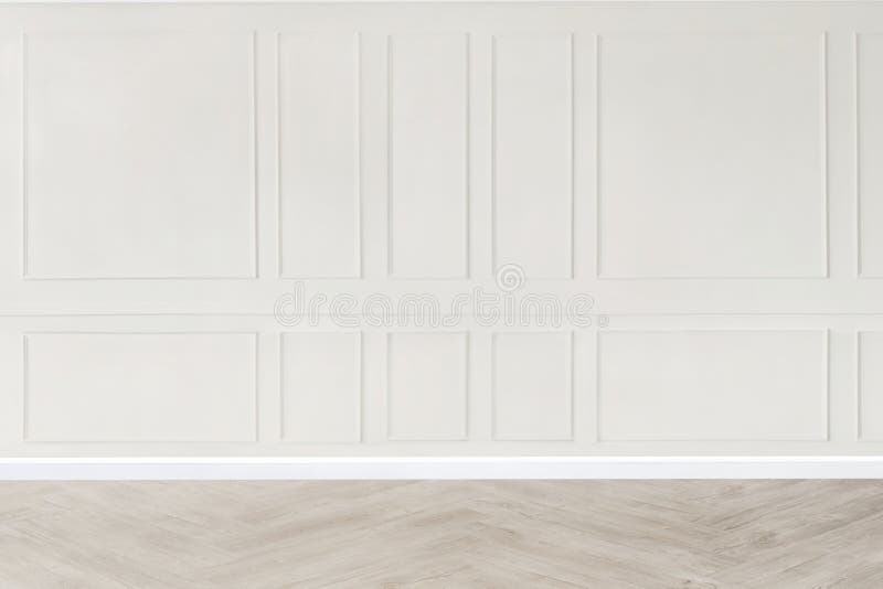 Minimal Empty Room with White Patterned Wall Mockup Stock Photo - Image ...