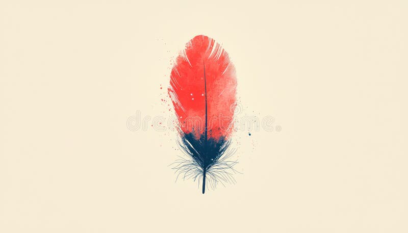 Minimal Feather Design in Red and Black with Artistic Splashes. Perfect ...
