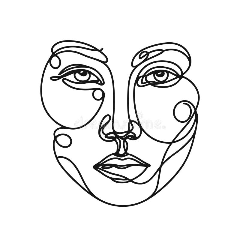 Minimal Female Face on a White Background. One Line Drawing Style Stock ...