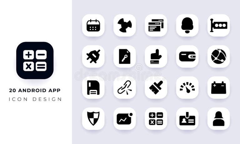 Minimal Flat Android App Icon Pack Stock Vector - Illustration of ...
