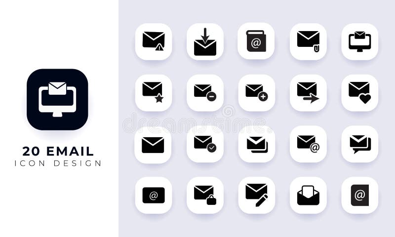 Minimal Flat Email Icon Pack Stock Illustration - Illustration of email ...