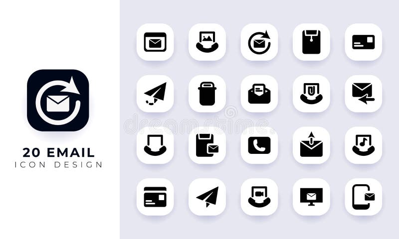 Minimal Flat Email Icon Pack Stock Illustration - Illustration of ...