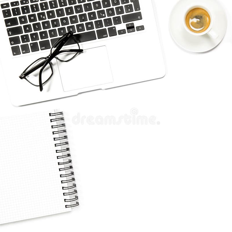 Minimal Flat Lay Square Laptop Notebook Coffee Stock Image - Image of ...