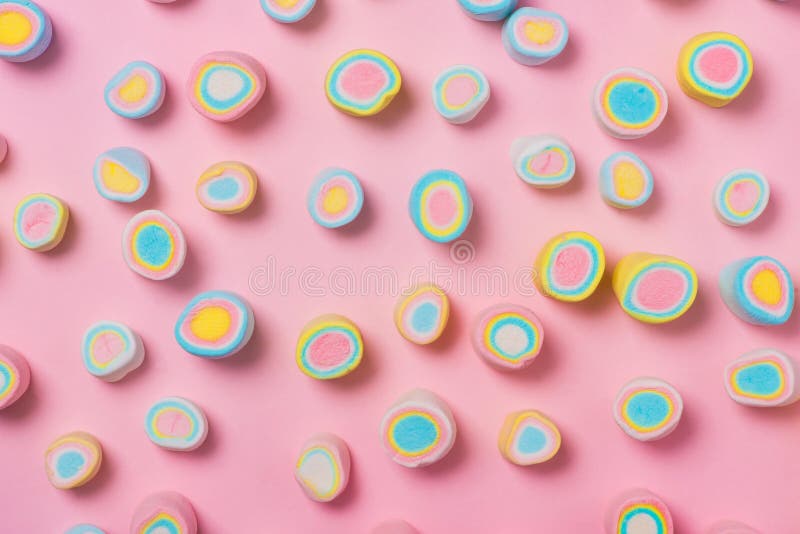Minimal Flat Lay. Top View of the Pastel Marshmallows on a ...