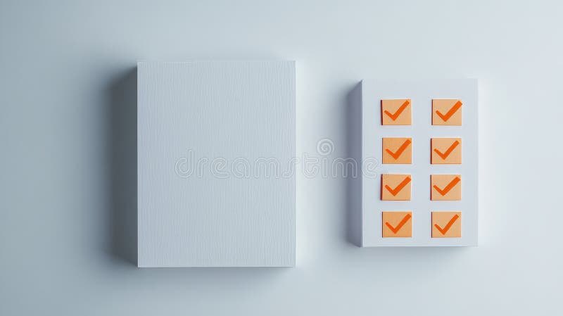 Minimal Flat Lay of White Checklist with Checked Orange Boxes ...