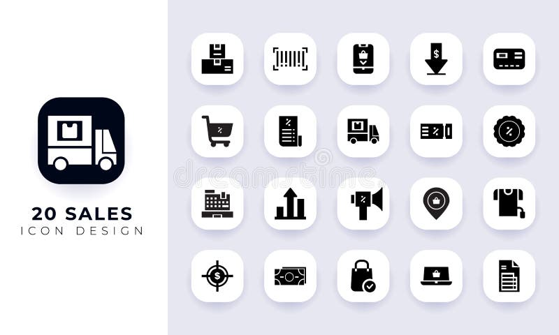 Minimal Flat Sales Icon Pack Stock Vector - Illustration of design ...