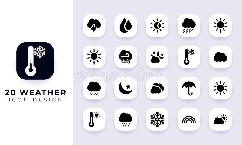 Minimal Flat Weather Icon Pack Stock Vector - Illustration of summer ...