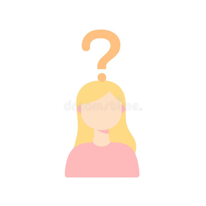 Minimal Flat Woman Holding a Large Question Mark Above Head Flat Vector ...