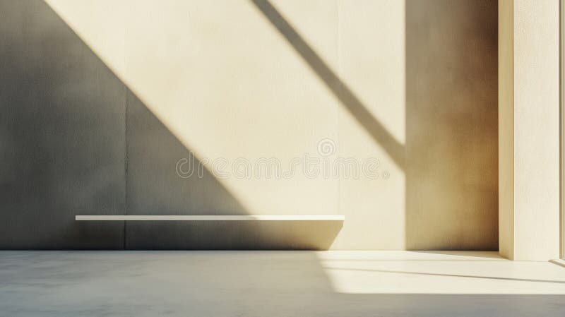 Minimal Floating Shelf with Dramatic Shadows Stock Illustration ...