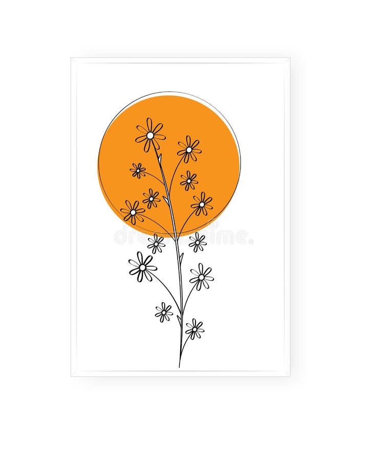 Minimalist Flower Design, Vector. Flower Silhouette and Sun ...