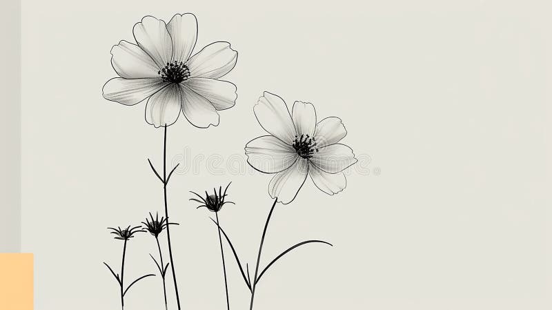 Minimal flowers drawing stock illustration. Illustration of vector ...