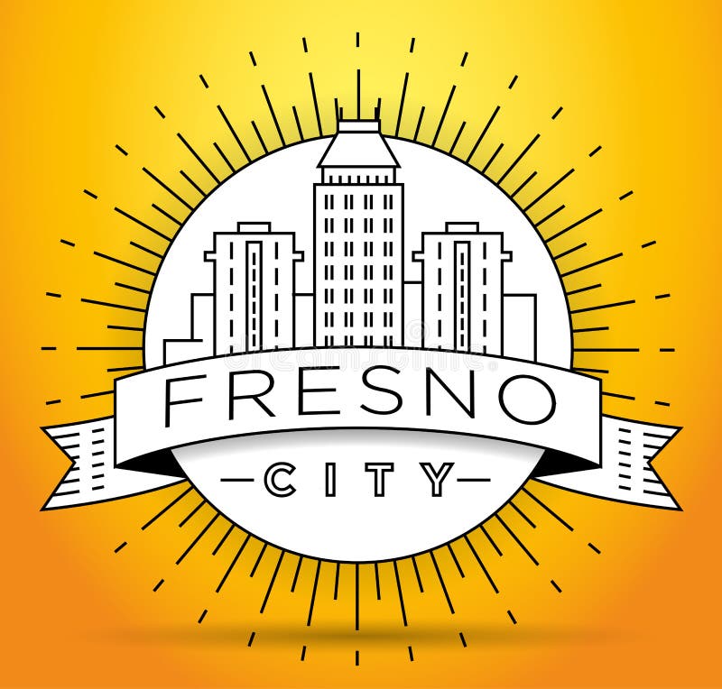 Minimal Fresno Linear City Skyline with Typographic Design Stock Vector ...