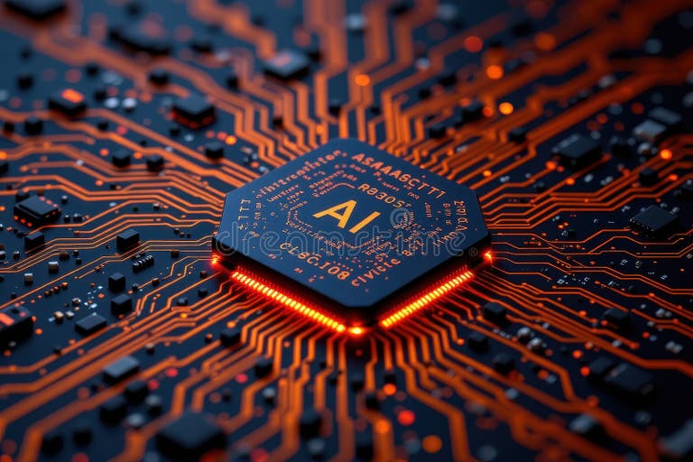 Minimal Futuristic Composition of Ai Microprocessor Surrounded by Virtual Circuits and Binary ...