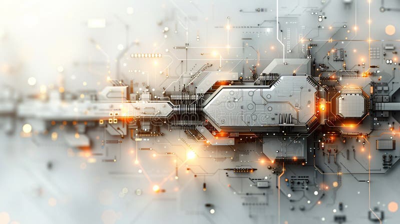 Minimal Futuristic Microchip Background in Light Tones Stock ...