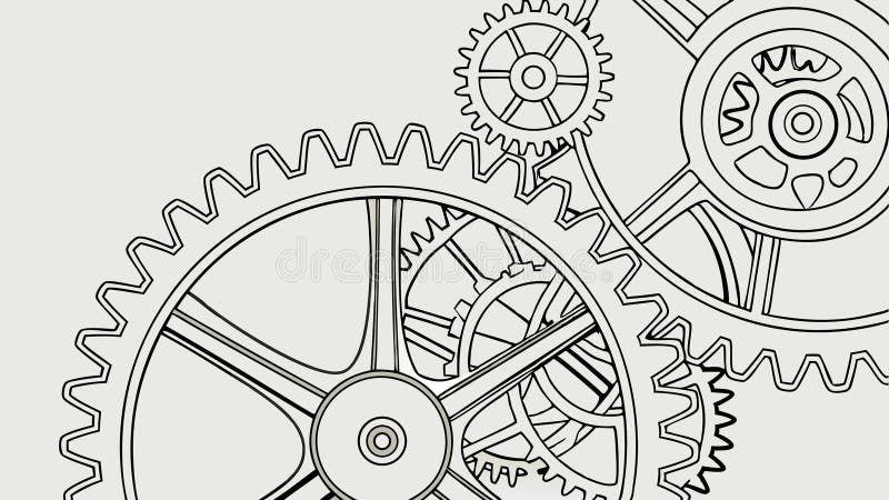 Minimal Gears Simple Connected Cogwheels Mechanical Concept, Vector ...
