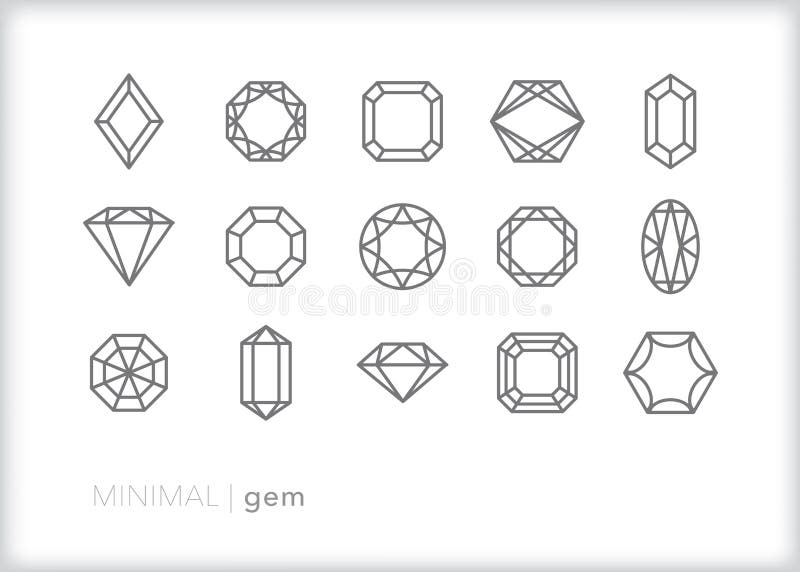 Gem Icons of Different Types of Precsion Stone Cuts Stock Vector ...