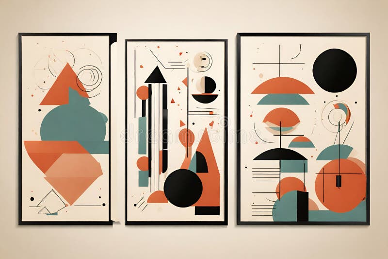 Minimal Geometric Design Posters, Template with Primitive Shapes ...