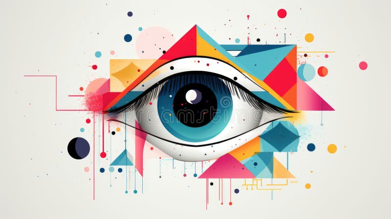 Minimal Geometric Eye Poster with Figures and Shapes AI Generated Stock ...