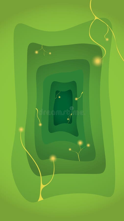 Minimal Geometric Papercraft Background. Green Circles Elements with ...