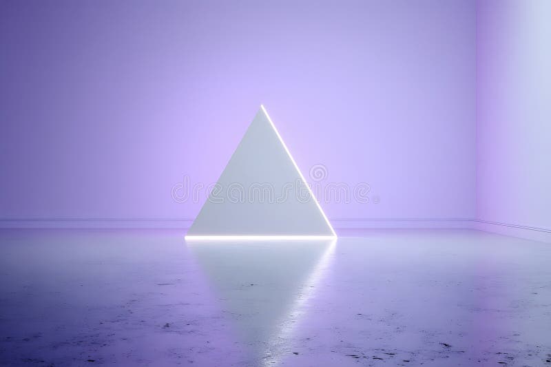 Minimal Glowing Triangle in Soft Violet Space, Crisp Edges, Bottom Zone ...