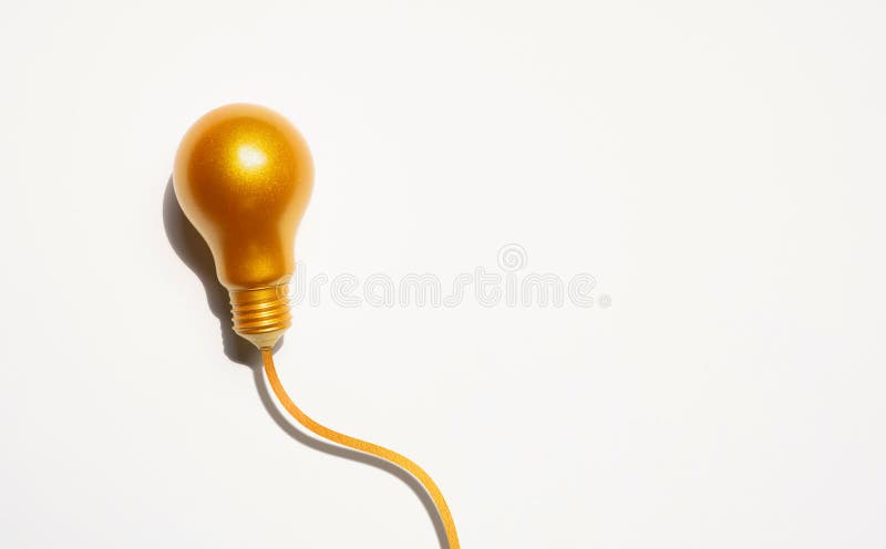 Minimal Gold Light Bulb on Isolate White Stock Illustration ...