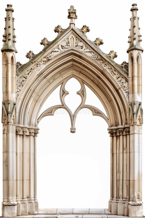 Minimal Gothic White Arch Architecture Isolated Stock Image - Image of ...