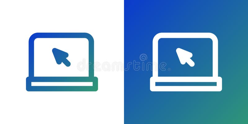 Minimal Gradient Laptop with Pointer Icon. Back To School. Vector ...