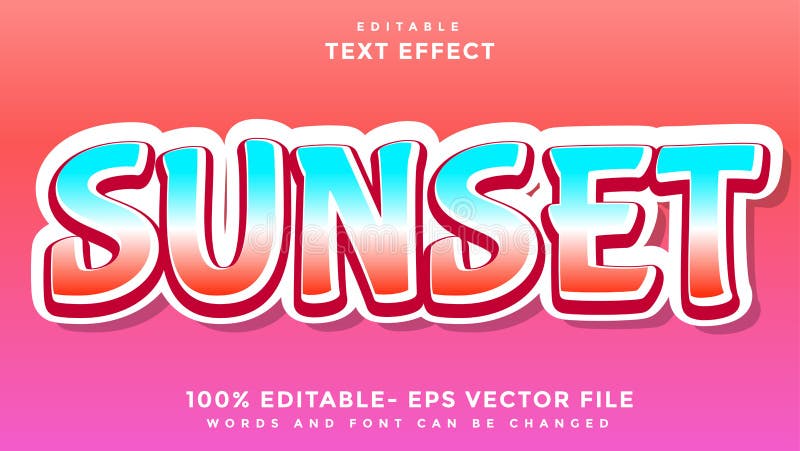 Minimal Gradient Word Sunset Editable Text Effect Design Template ...